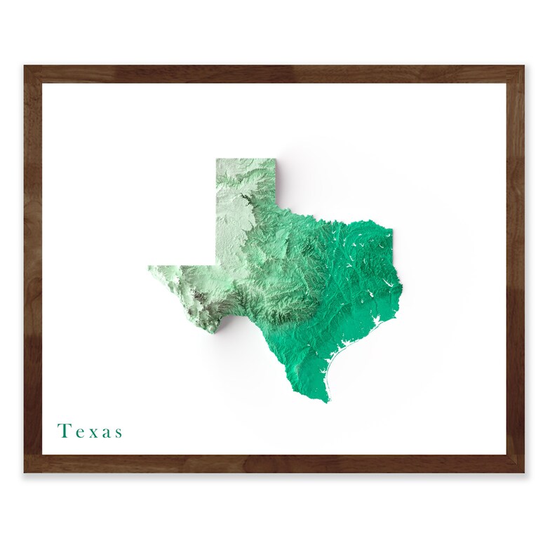 Texas Shaded Relief Map Mulitple Styles - Etsy