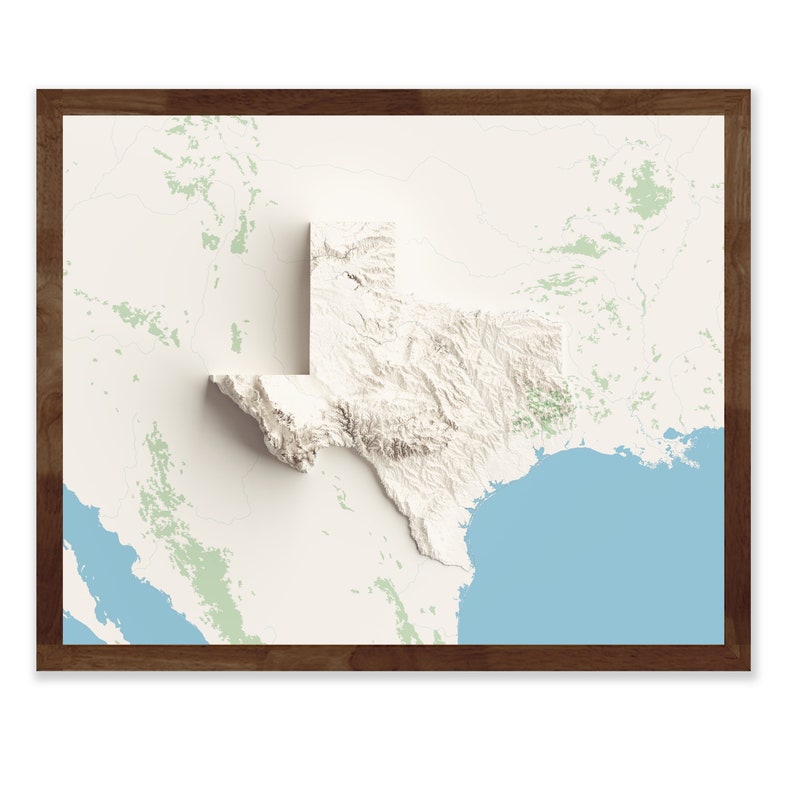Texas Shaded Relief Map Mulitple Styles - Etsy