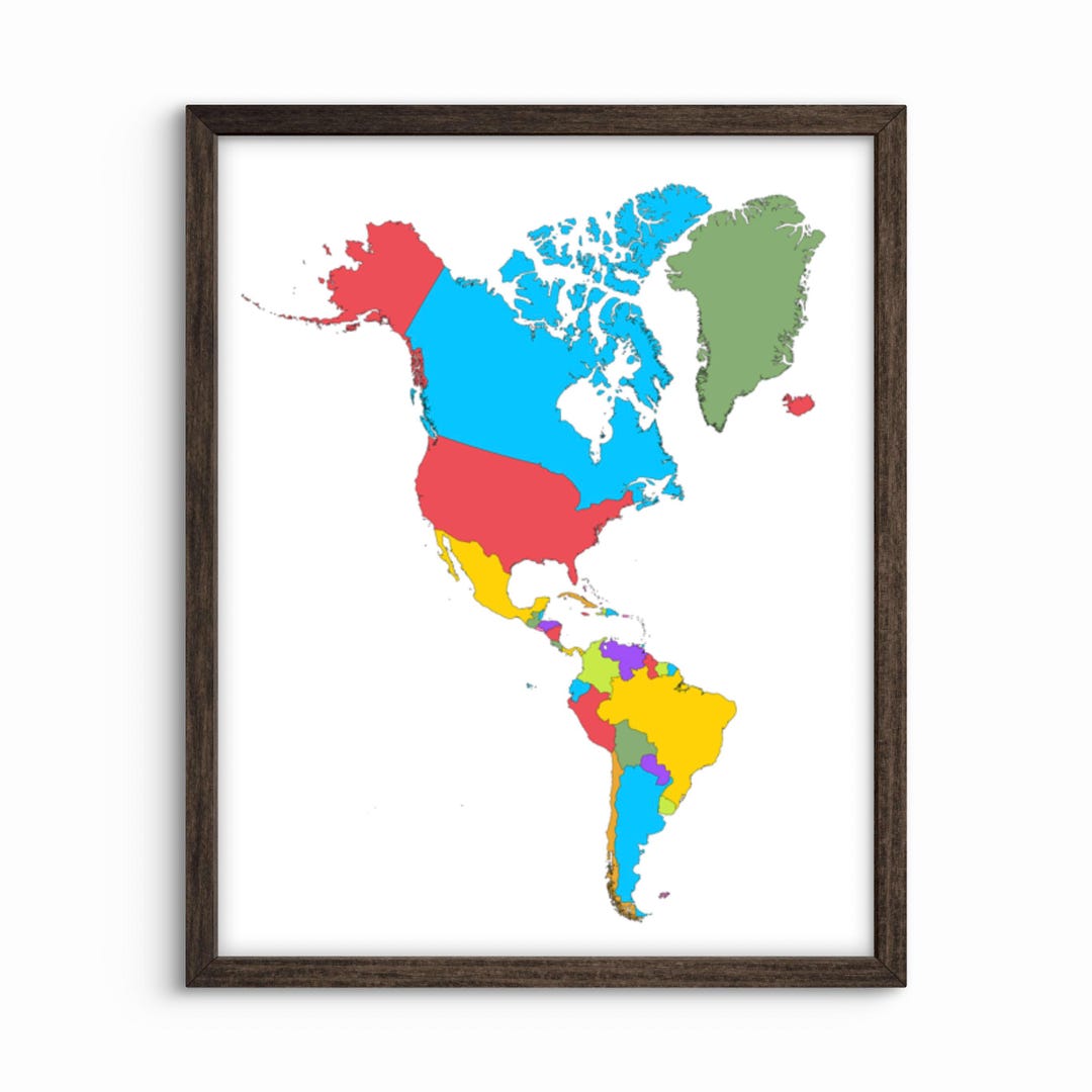 Americas in Color - Minimalist Map UNFRAMED ART PRINT - Etsy UK