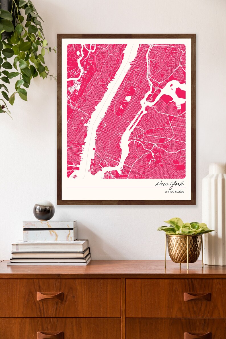 Custom City Map in Red Choose Your City - Etsy