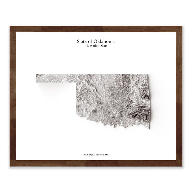 Oklahoma Shaded Relief Map Multiple Styles - Etsy