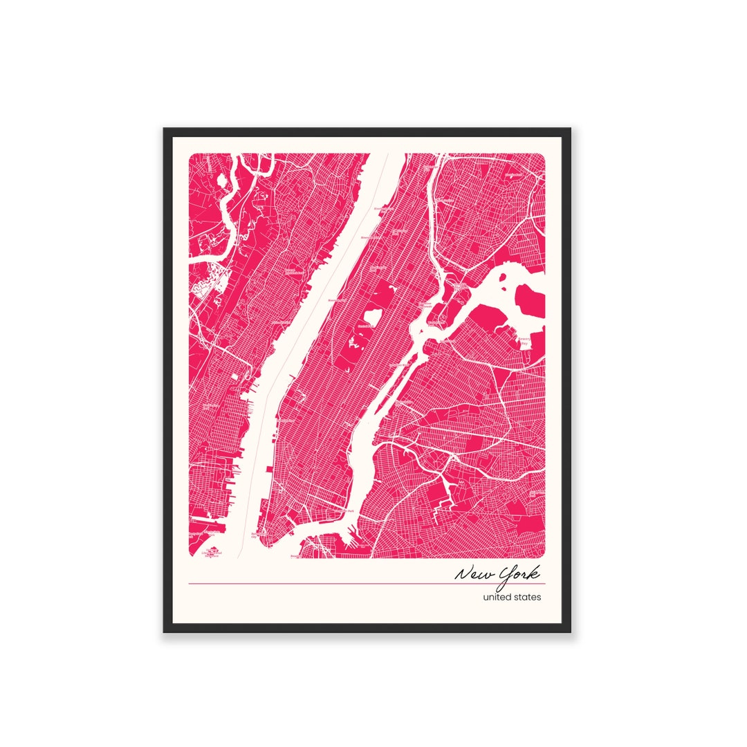 Custom City Map in Red Choose Your City - Etsy