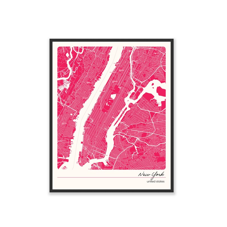 Custom City Map in Red Choose Your City - Etsy