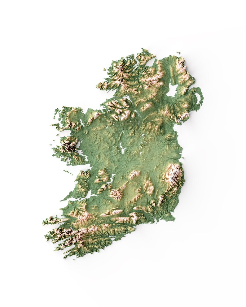 Ireland Shaded Relief Map Camo - Etsy