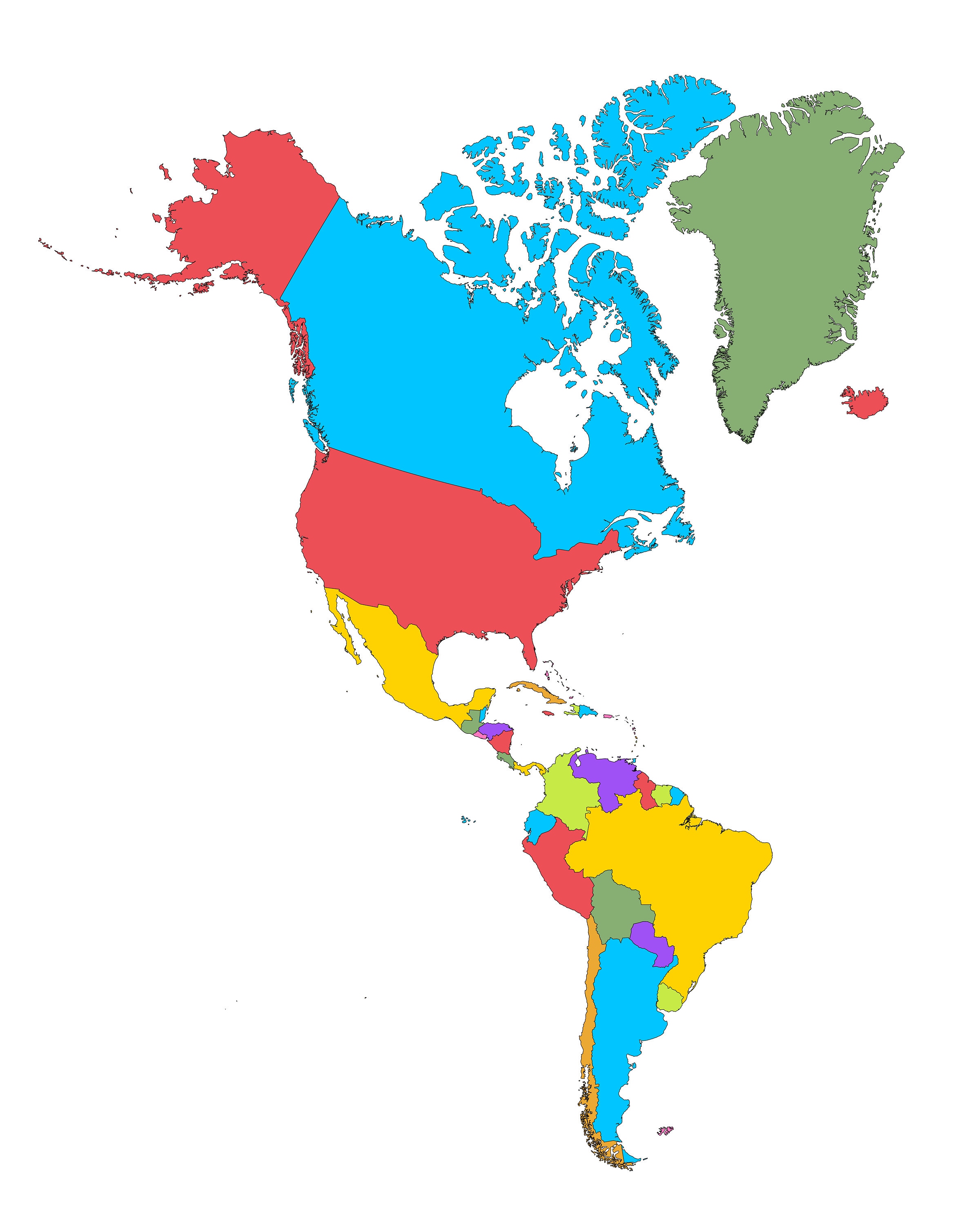 Americas in Color - Minimalist Map UNFRAMED ART PRINT - Etsy