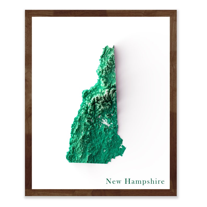New Hampshire Shaded Relief Map Multiple Styles - Etsy