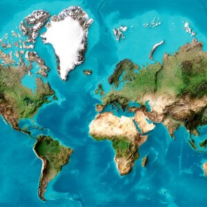 World Shaded Relief Map Satellite Imagery - Etsy