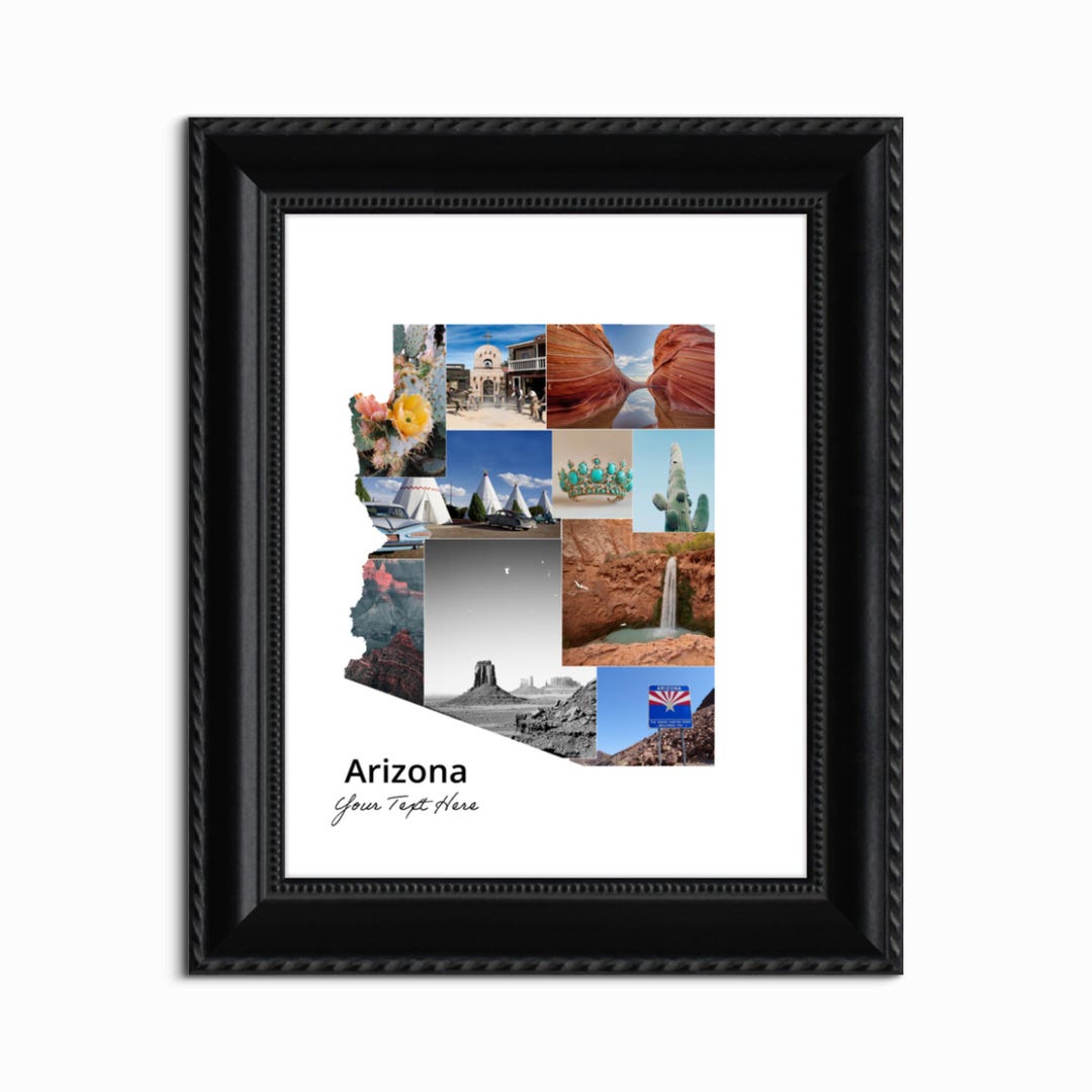 FRAMED Custom State Map Photo Collage, Personalized Gift With Your ...