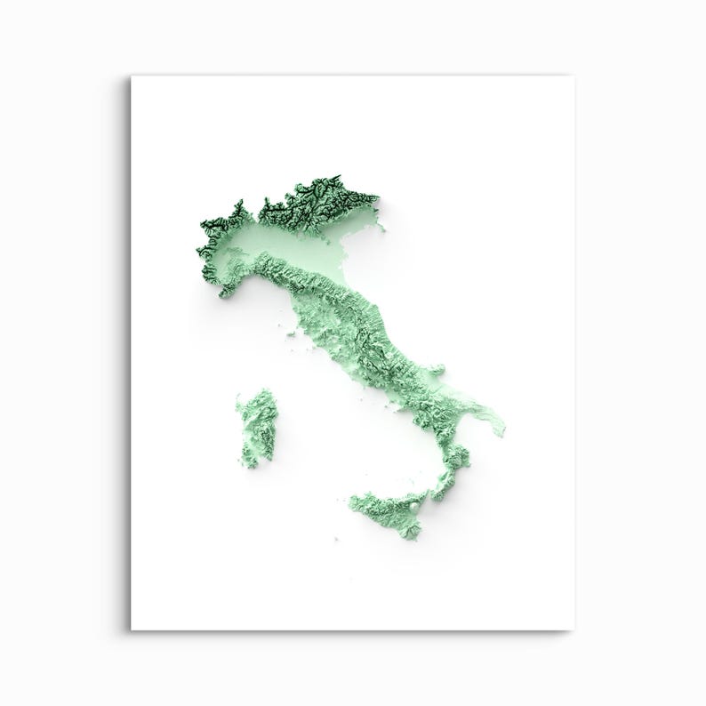 Italy Shaded Relief Map - CHOOSE YOUR STYLE - Unframed Art Print - Etsy