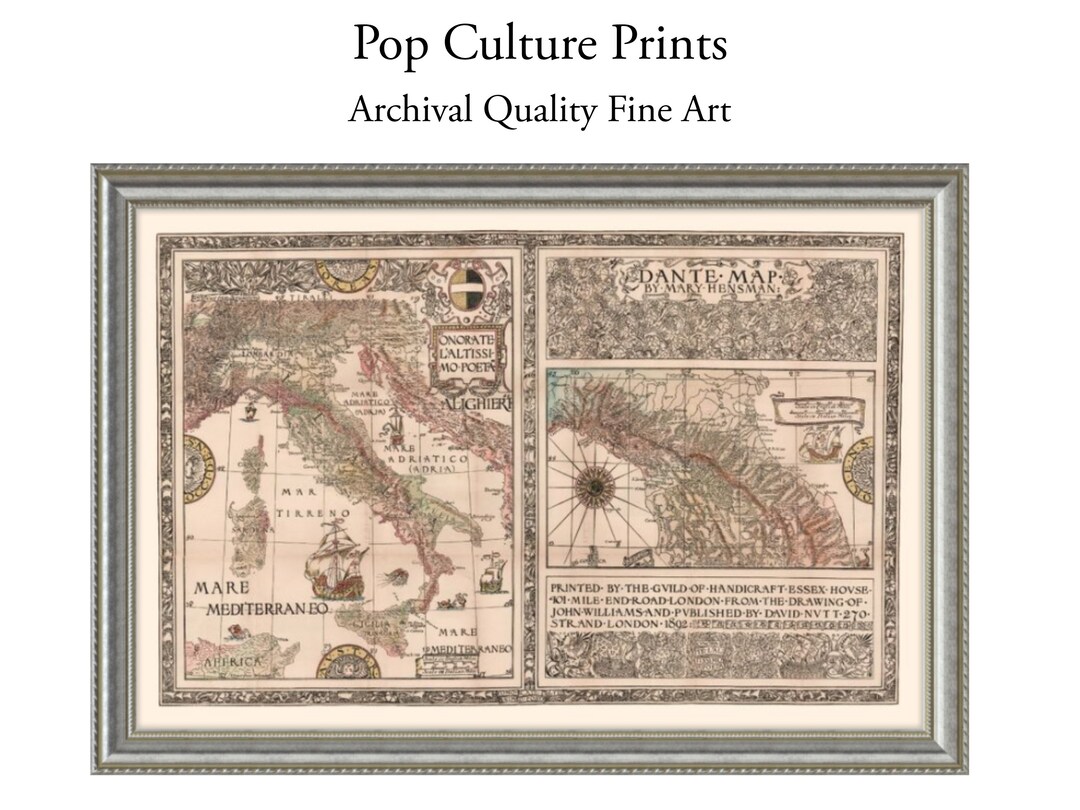 Dante Map by Mary Hensman 1892 - Etsy