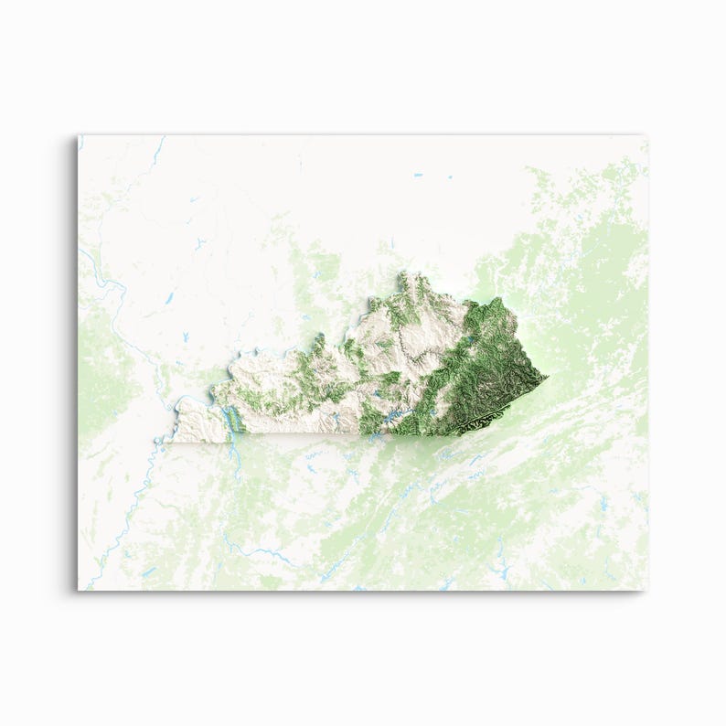 Kentucky Shaded Relief Map - CHOOSE YOUR STYLE - Unframed Print ...
