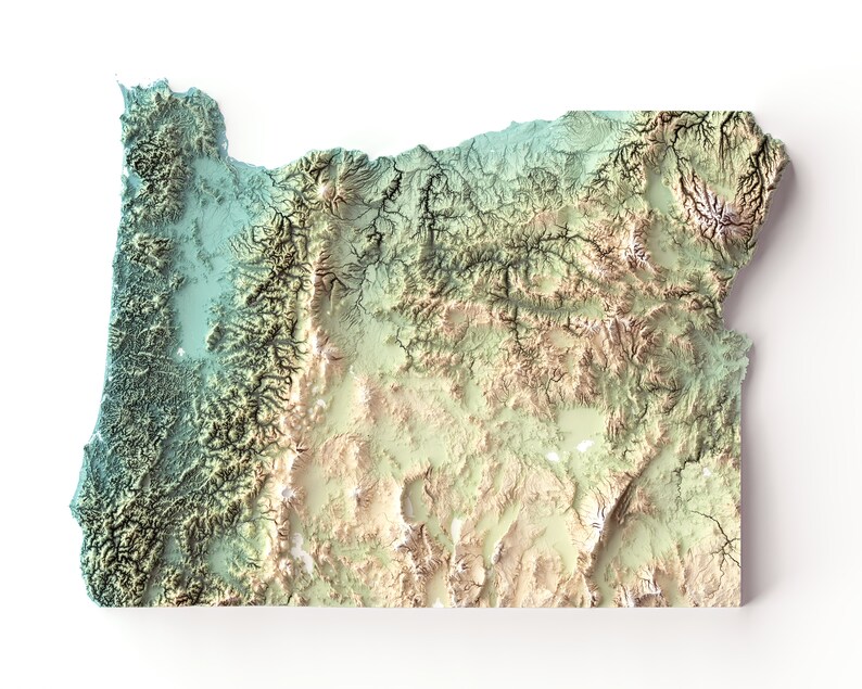 Oregon Shaded Relief Map Earth Tones - Etsy Oregon Shaded Relief Map Earth Tones - Etsy