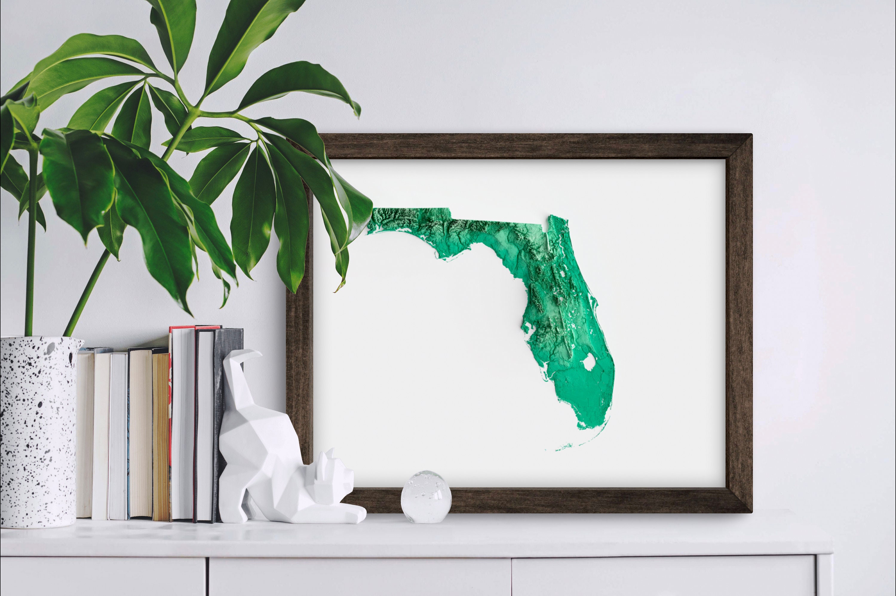 Florida Shaded Relief Map Emerald - Etsy