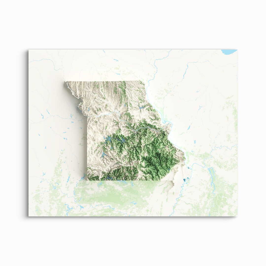 Missouri Shaded Relief Map - CHOOSE YOUR STYLE Unframed Print ...