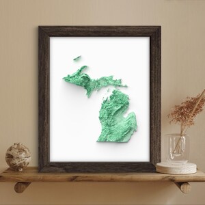 Michigan Shaded Relief Map Minty Green - Etsy