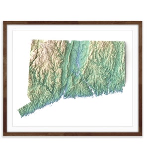 Connecticut Shaded Relief Map Earth Tones - Etsy