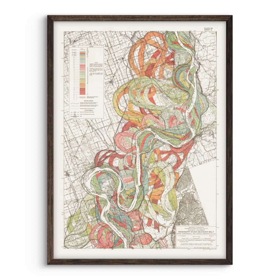 Mississippi Meander Belt Sheet 2, Plate 22 - Harold Fisk, USACE 1944 - Etsy