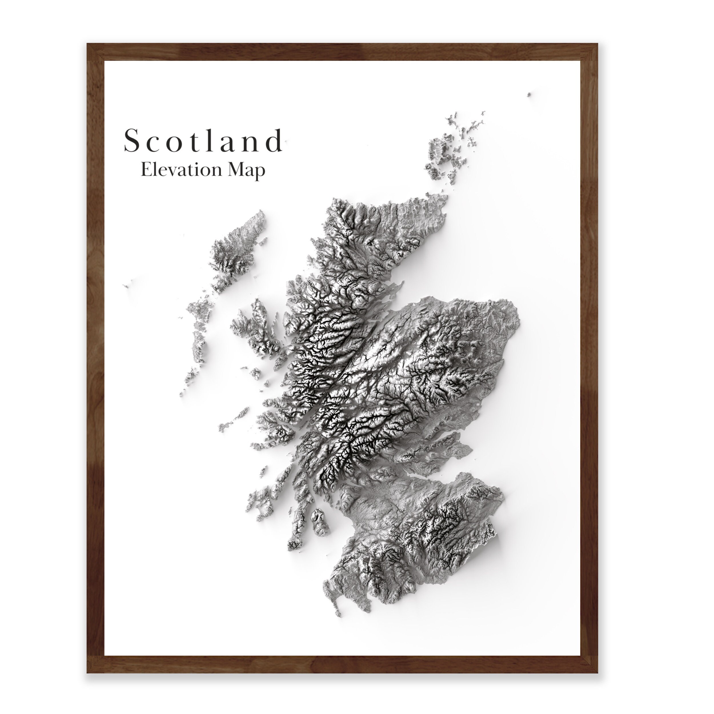 Scotland Shaded Relief Map Multiple Styles - Etsy