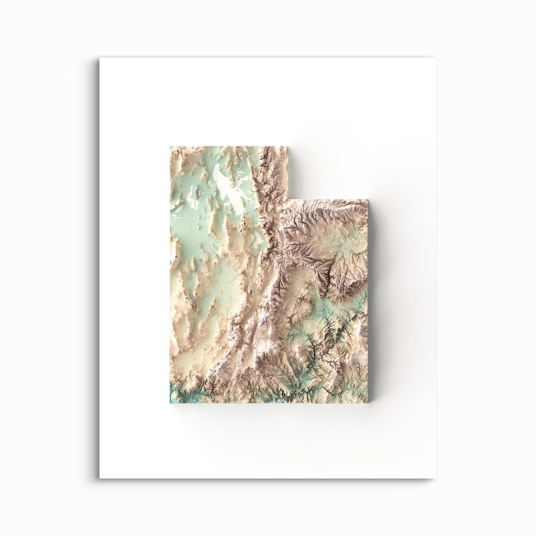 Utah Shaded Relief Map - CHOOSE YOUR STYLE - Unframed Print, Elevation ...