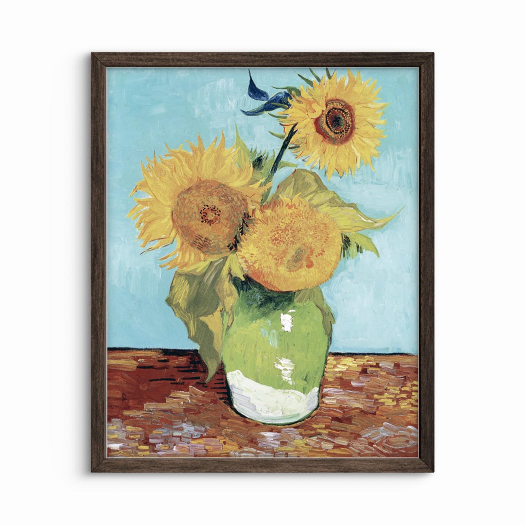 Vase With Three Sunflowers, Vincent Van Gogh - 1888 UNFRAMED ART PRINT ...
