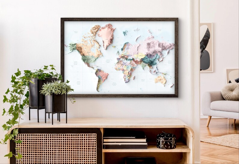 Shaded Relief Map - Charted Territory UNFRAMED ART PRINT - Etsy