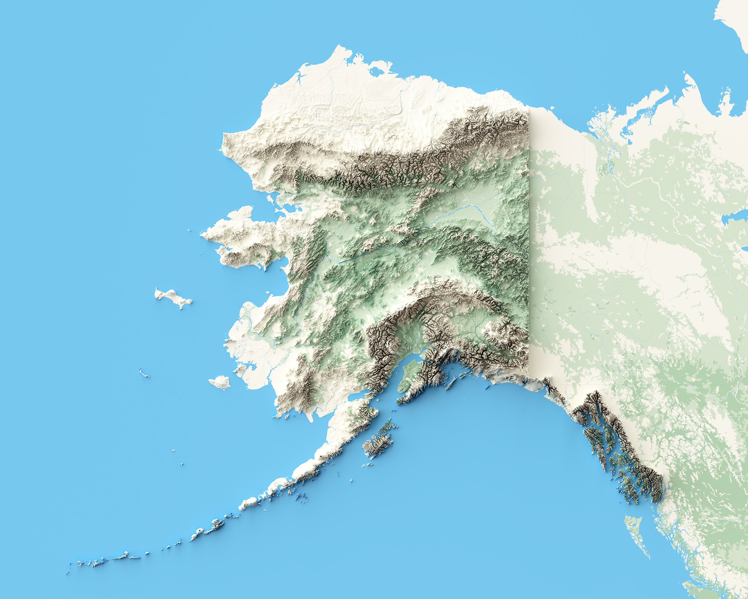 Alaska Elevation Map Shaded Relief Topographic Style - Etsy Alaska Elevation Map Shaded Relief Topographic Style - Etsy
