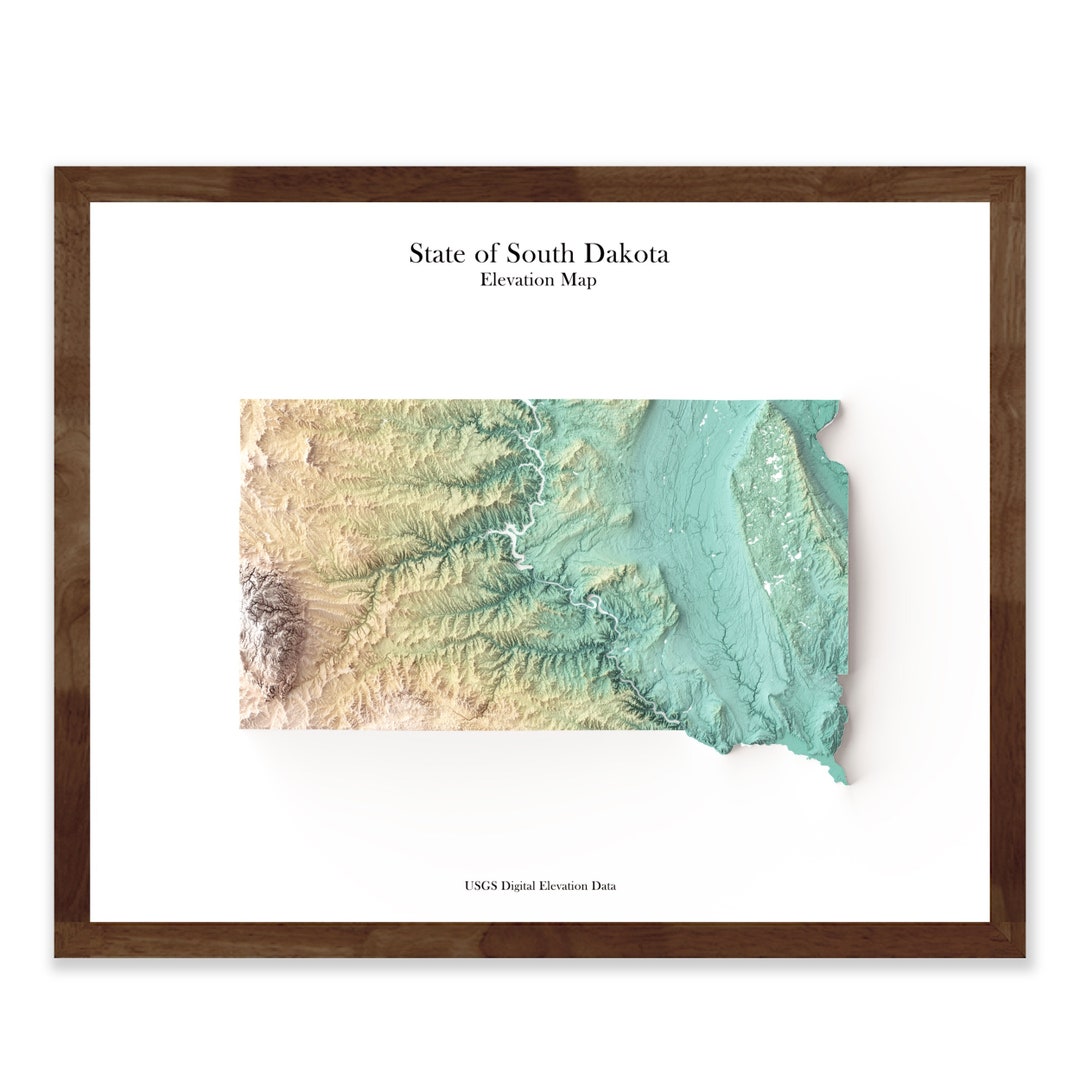 South Dakota Shaded Relief Map CHOOSE YOUR STYLE Unframed Print ...