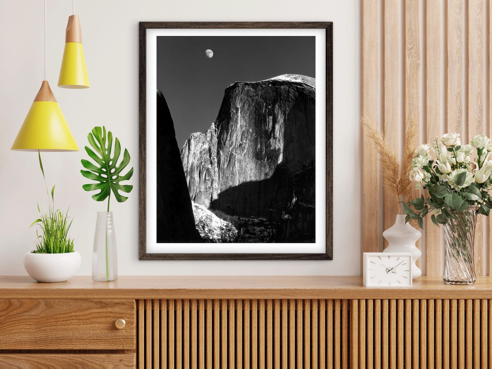 Yosemite Moon and Half Dome Vintage Black and White Print (unframed ...