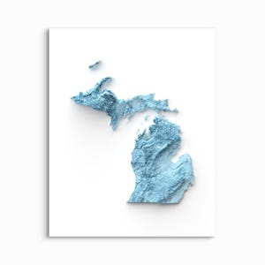Michigan Shaded Relief Map - CHOOSE YOUR STYLE Unframed Print ...