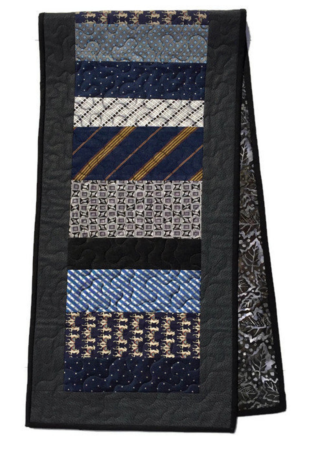 Custom Made Neck Tie Quilted Table Runner or Bed Runner, Amount Stated ...