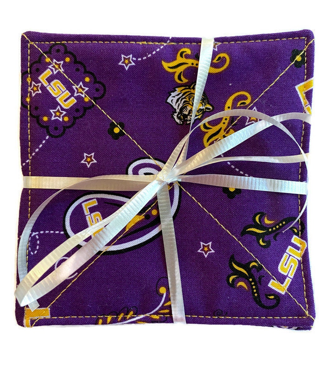 Louisiana State University LSU Fabric Coasters, Set of 4 Coasters ...