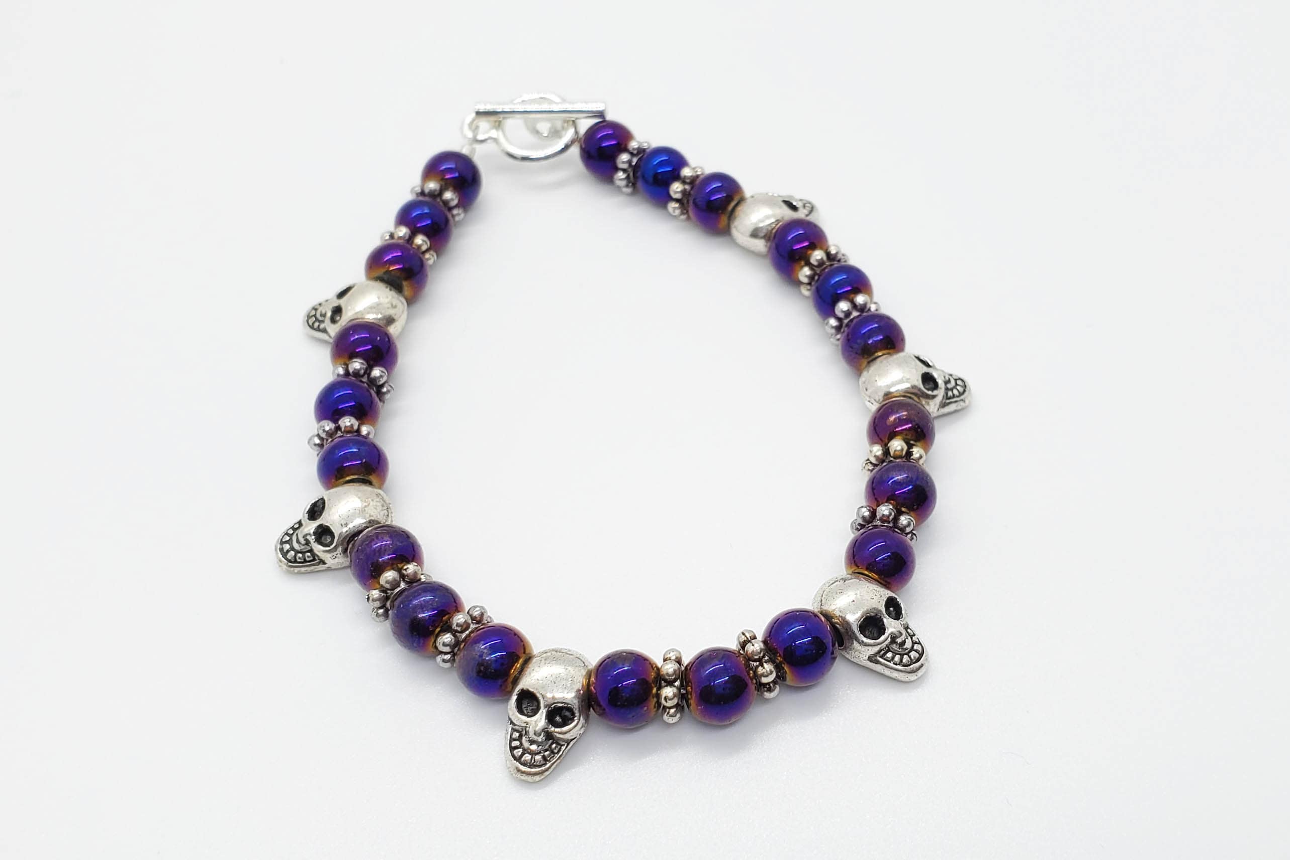 Chrome Blue and Purple Skull Bracelet Halloween, Skeleton, Spooky - Etsy