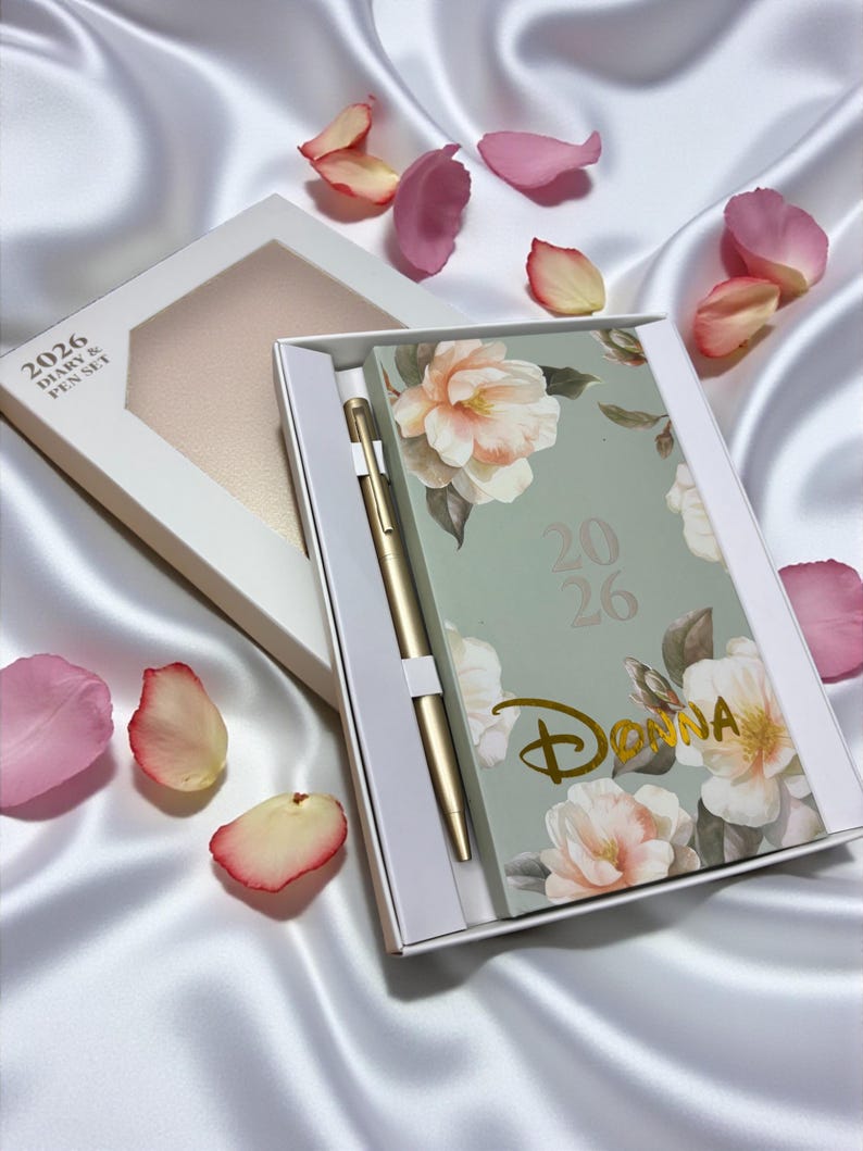 Personalised 2026 Diary - Slimline Diary and Pen Gift Set - Etsy UK