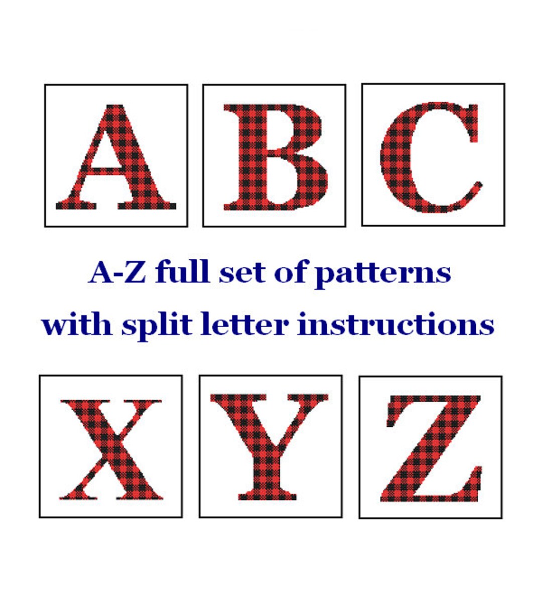 Buffalo Plaid Monogram Cross Stitch A-Z Alphabet Set Letter Cross ...