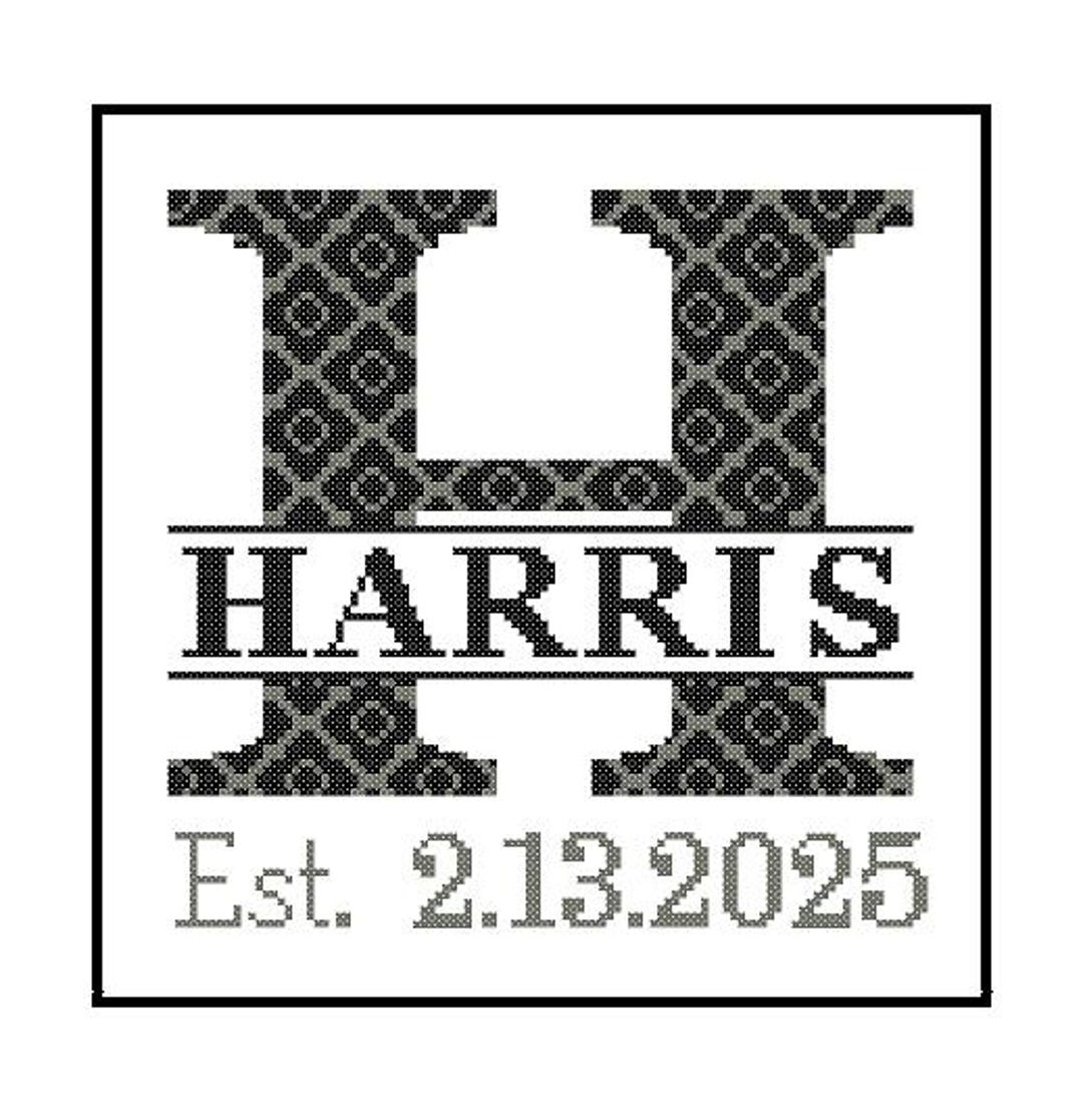 1 Custom Monogram Cross Stitch Pattern Modern Cross Stitch Monogram ...
