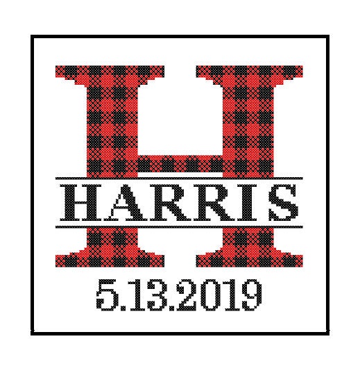 1 Custom Monogram Cross Stitch Pattern Modern Cross Stitch | Etsy