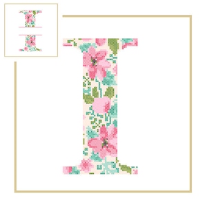 Floral Monogram I Cross Stitch Pattern I Initial I Letter Cross Stitch ...