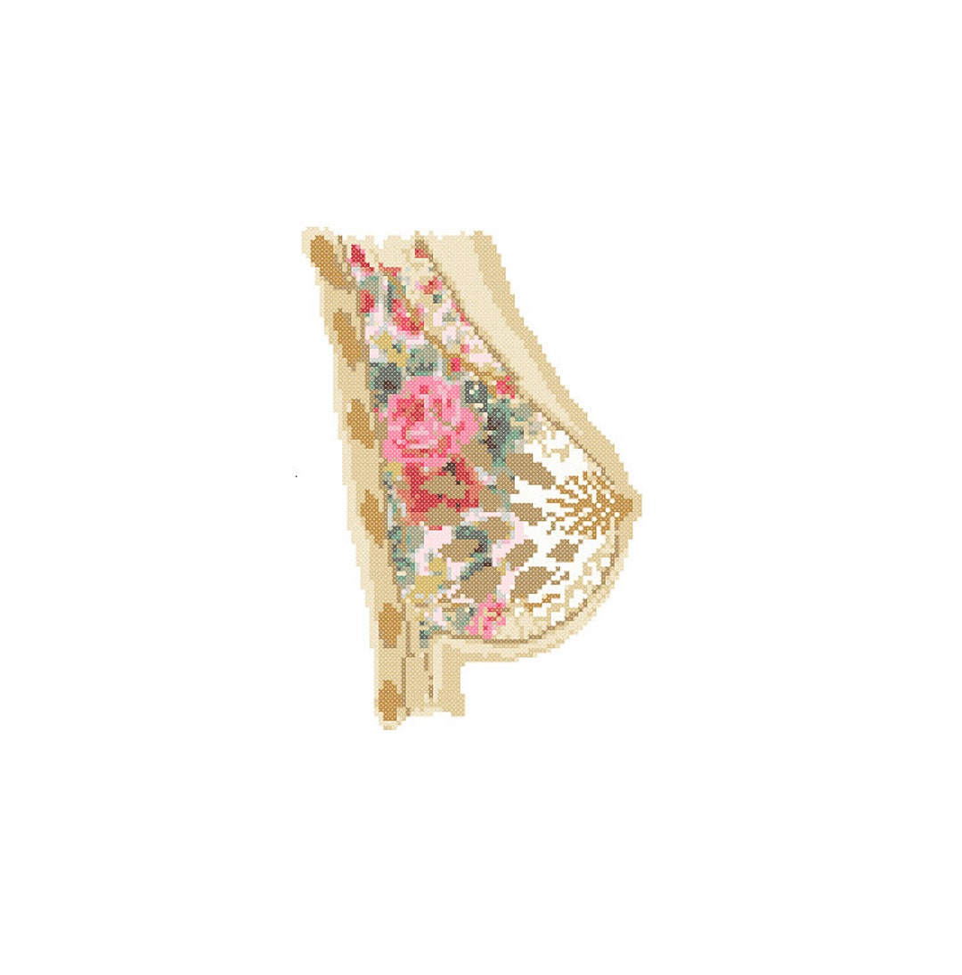 Floral Anatomical Breast Cross Stitch Pattern Cross Stitch Floral ...