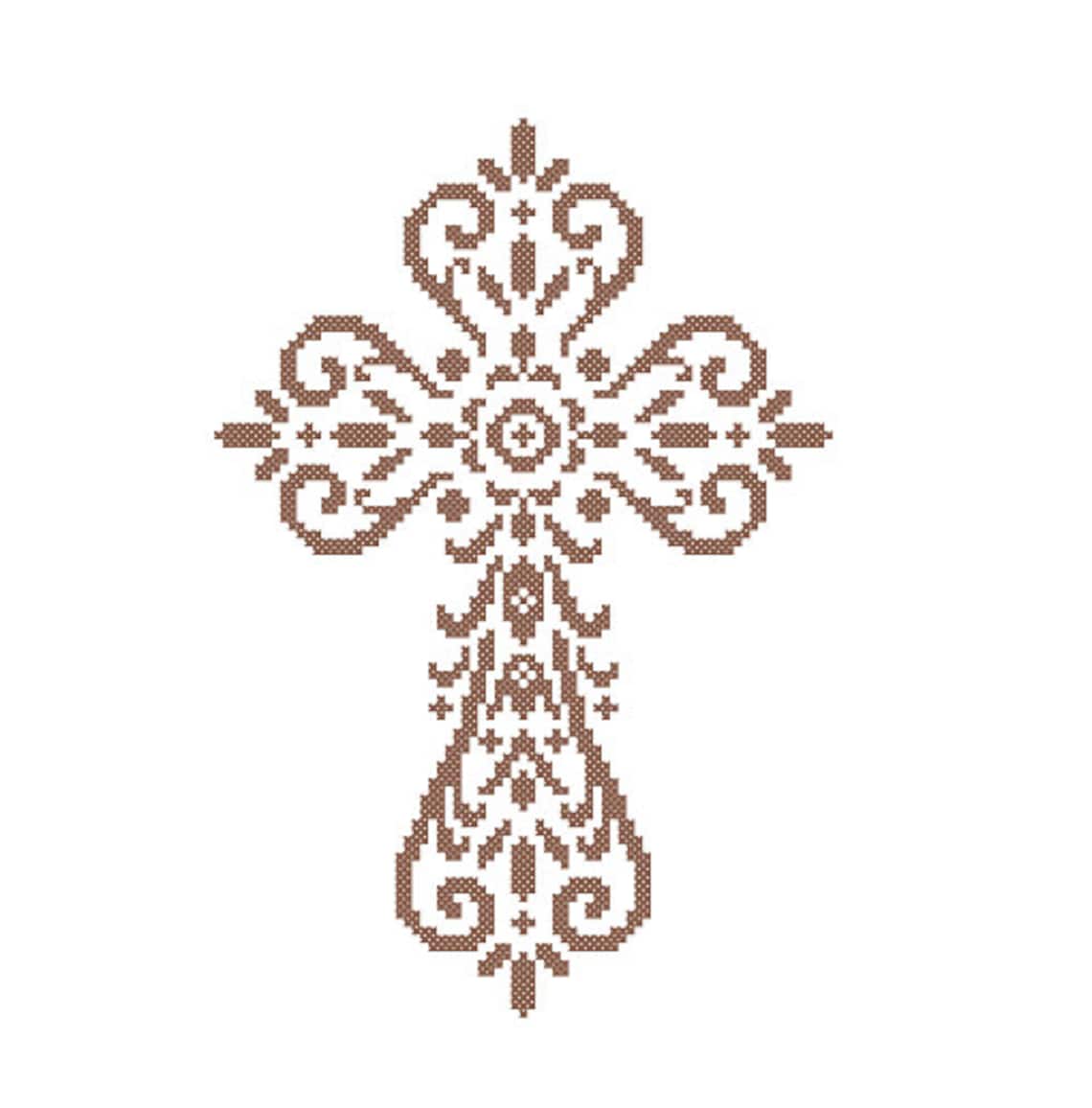 Christian Cross - Cross Stitch Pattern Holy Cross Christening Baptism ...
