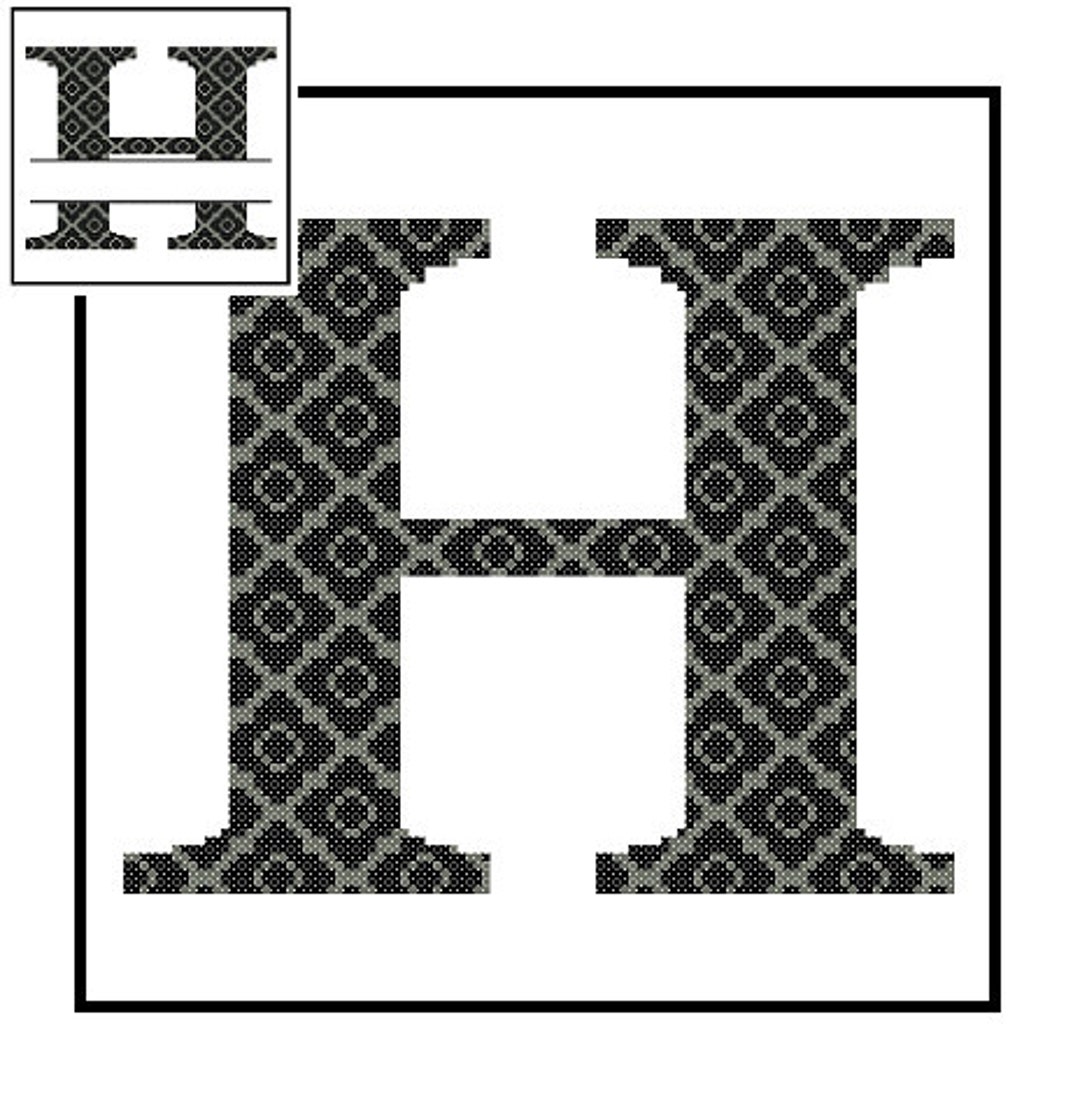 Monogram H Cross Stitch Pattern H Initial H Letter Cross Stitch Wedding ...