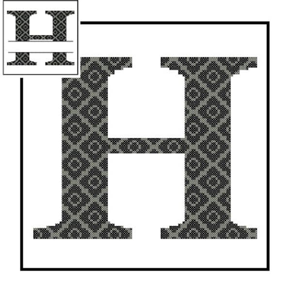 Split Monogram H - Etsy