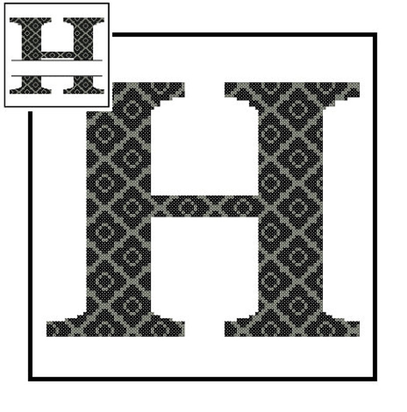 Monogram H Cross Stitch Pattern H Initial H Letter Cross Stitch Wedding ...
