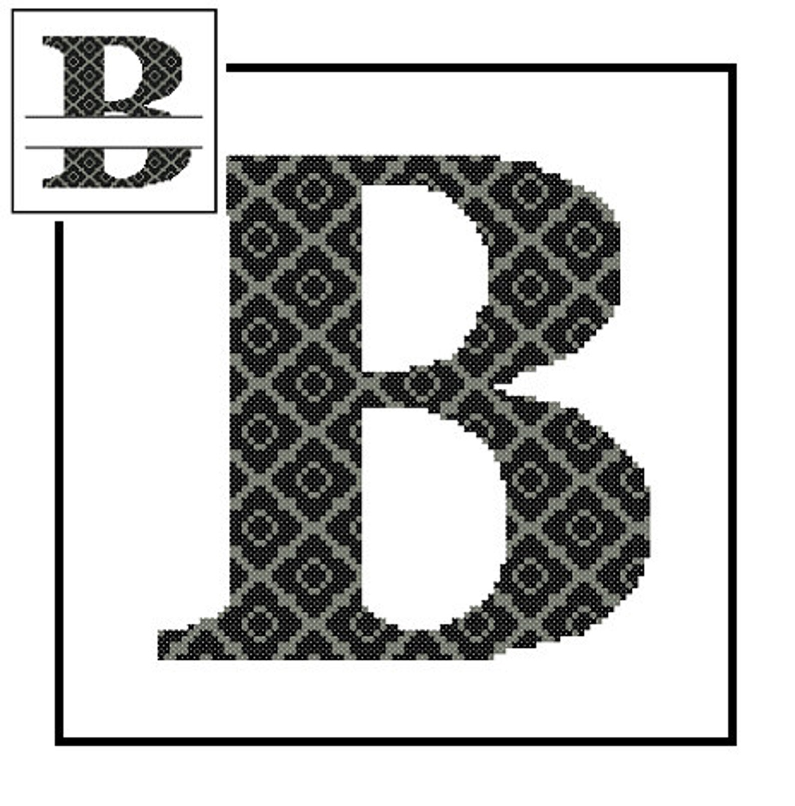 Monogram B Cross Stitch Pattern B Initial B Letter Cross - Etsy