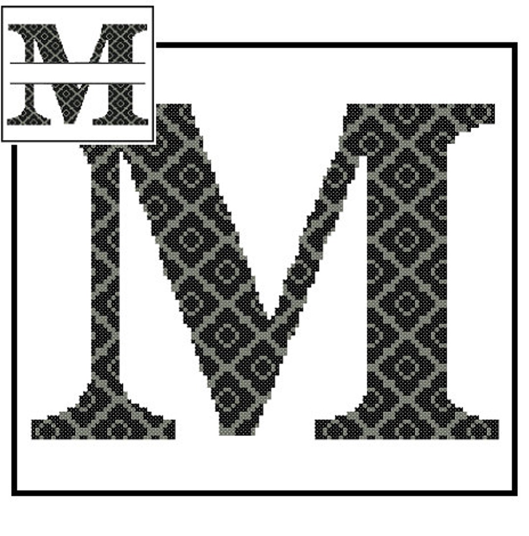 Monogram M Cross Stitch Pattern M Initial M Letter Cross Stitch Wedding ...