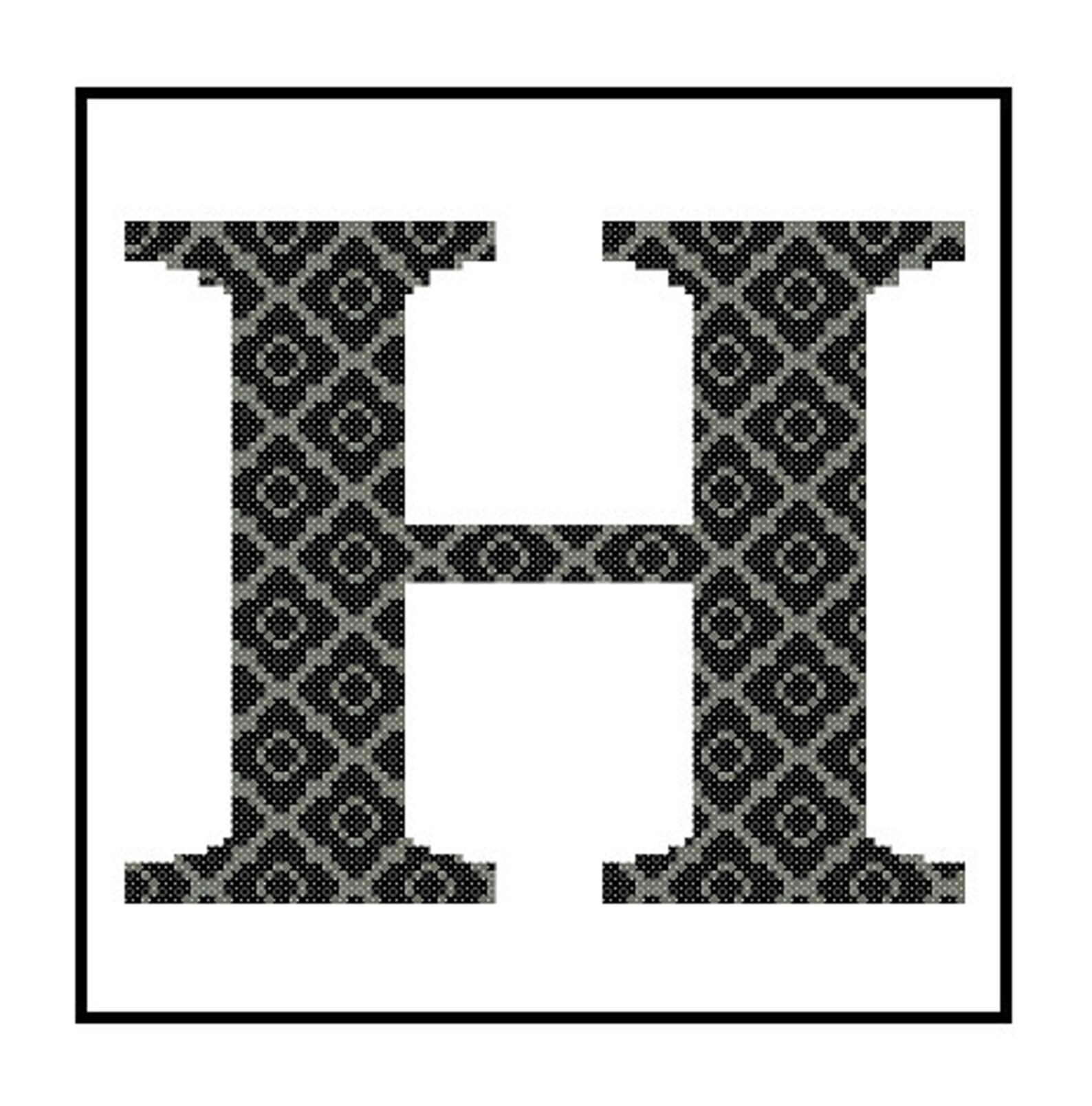 Monogram H Cross Stitch Pattern H Initial H Letter Cross Stitch Wedding ...