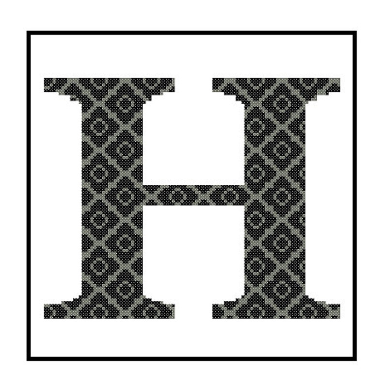 Monogram H Cross Stitch Pattern H Initial H Letter Cross - Etsy