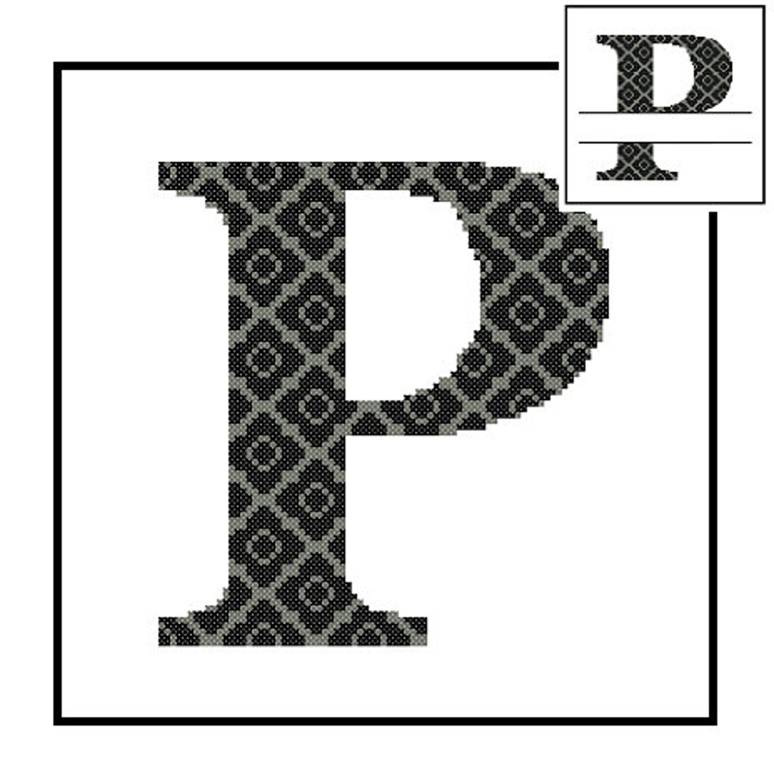 Monogram P Cross Stitch Pattern P Initial P Letter Cross Stitch Wedding ...