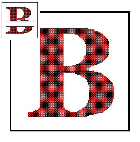 Buffalo Plaid Monogram B Cross Stitch Pattern B Initial B - Etsy