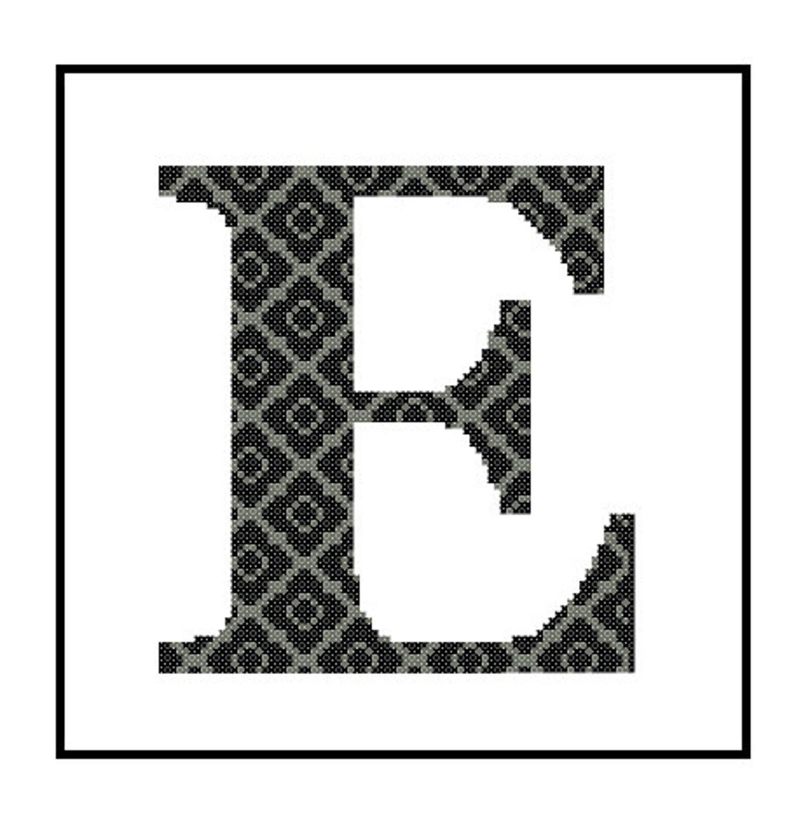 Monogram E Cross Stitch Pattern E Initial E Letter Cross Stitch Wedding ...