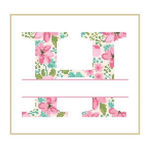 Buy Floral Monogram H Cross Stitch Pattern H Initial H Letter Cross ...